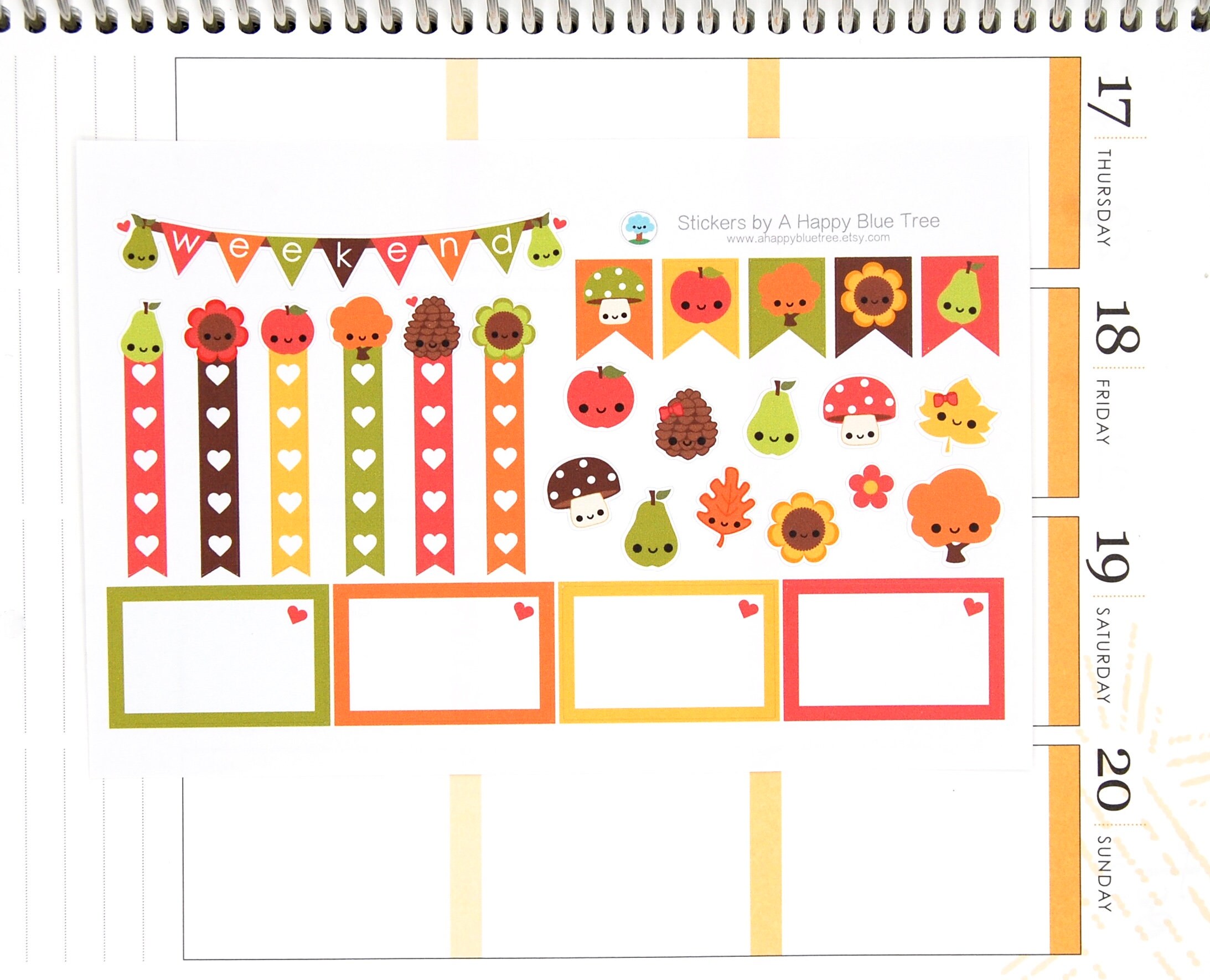 Happy Fall Harvest Sticker Set VERTICAL Erin Condren Life | Etsy