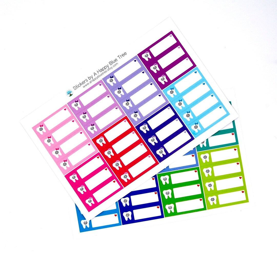 Happy Tooth W/braces Orthodontist Reminder Label Stickers Erin Condren ...