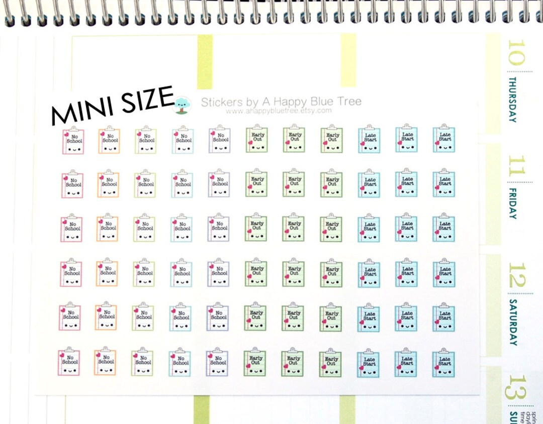 MINI Happy No School Reminder Tracker Cute Kawaii Personal Planner ...