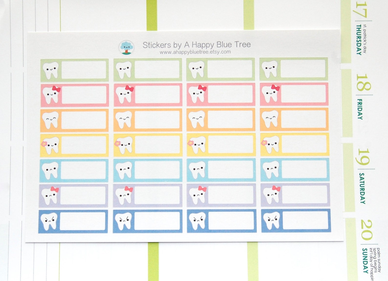 Happy Tooth Dentist Reminder Label Stickers Erin Condren Life Planner ...