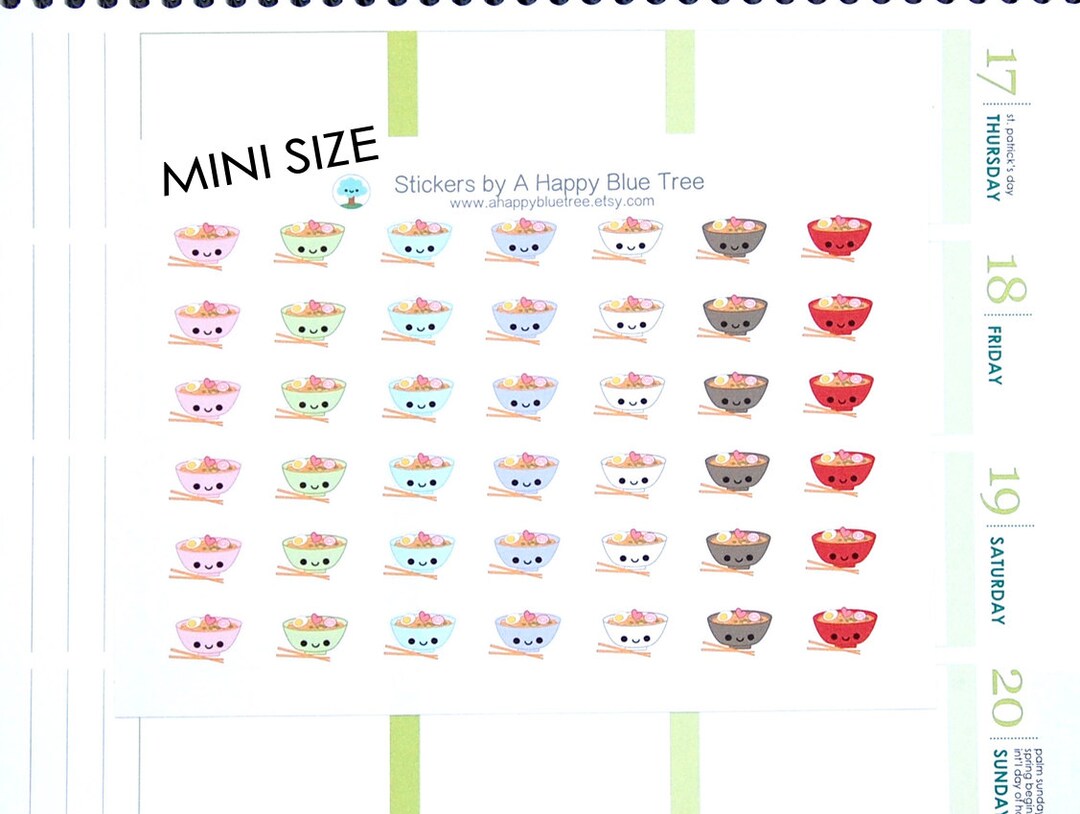 MINI Happy Ramen Bowl Tracker Reminder Kawaii Stickers Erin Condren ...