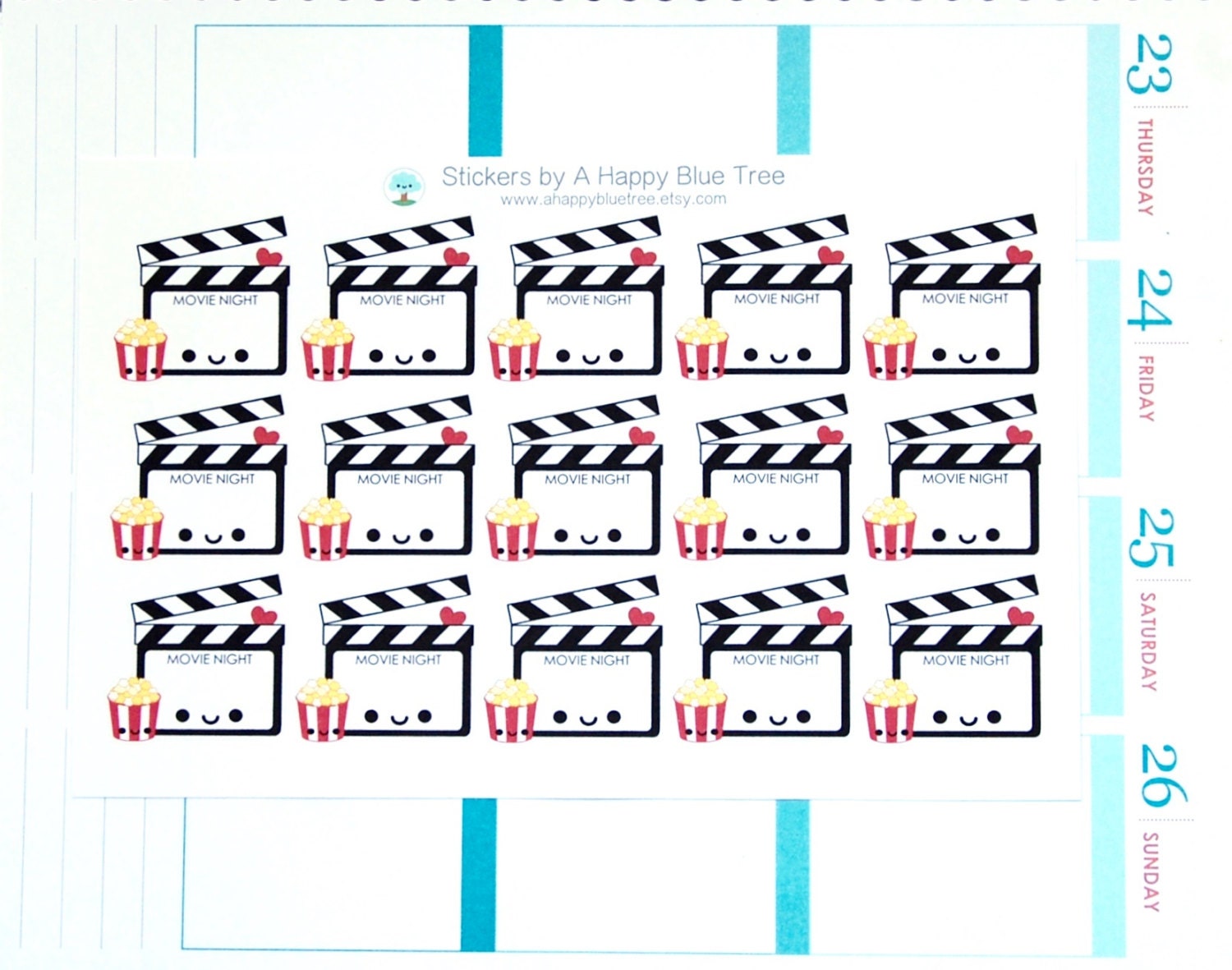Happy Movie Popcorn Tracker Write-in Reminder Cute Kawaii Planner ...