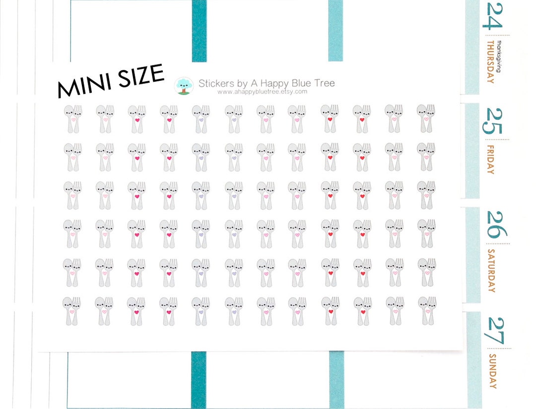 MINI Happy Fork and Spoon Tracker Reminder Stickers Erin Condren Life ...
