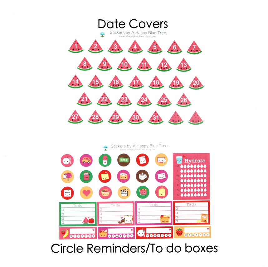 Happy Summer Picnic Sticker Set VERTICAL Erin Condren Life | Etsy