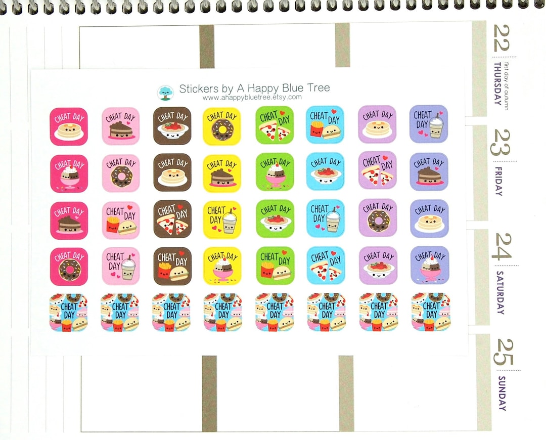 Happy Cheat Day Reminder Tracker Cute Kawaii Planner Stickers for Erin ...