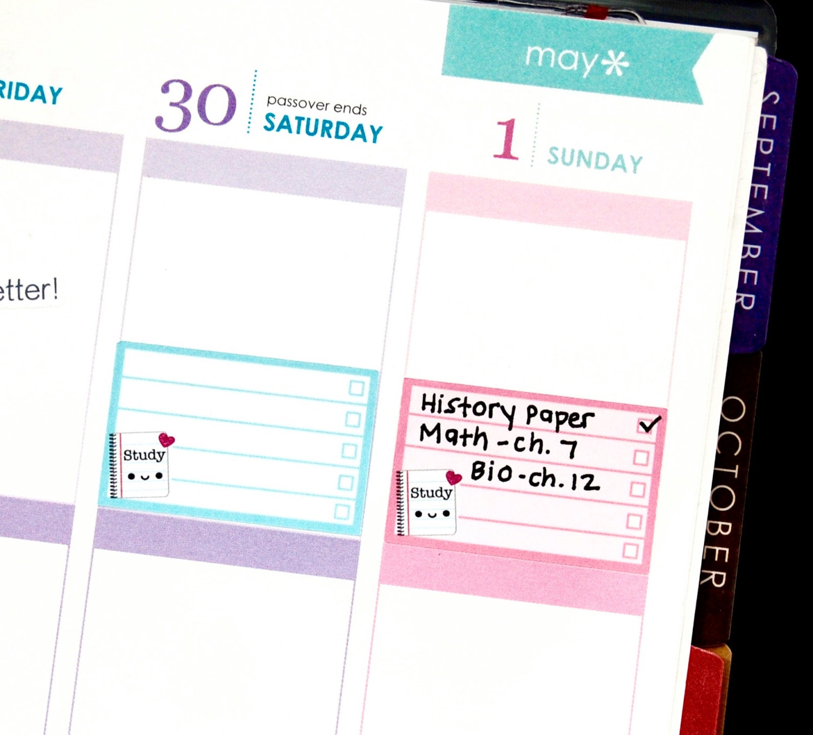 Happy School Study Half Box Reminder Tracker Erin Condren Life Planner ...