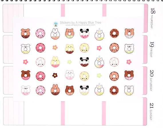 Happy Donut Friends Character Stickers Erin Condren Life | Etsy