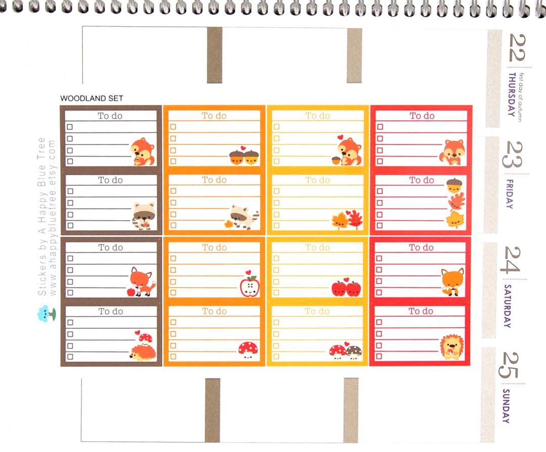 Happy Fall Woodland Animals to Do List Half Box Stickers Erin Condren ...