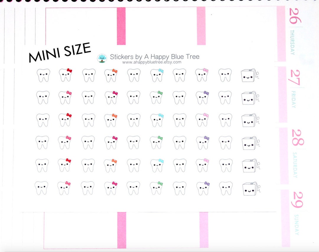 MINI Happy Teeth Floss Reminder Stickers Erin Condren Life Planner ...