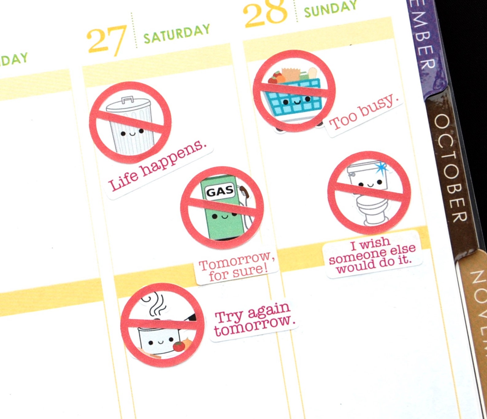 Life Happens Red Cross Out Circles Reminder Kawaii Stickers Erin ...