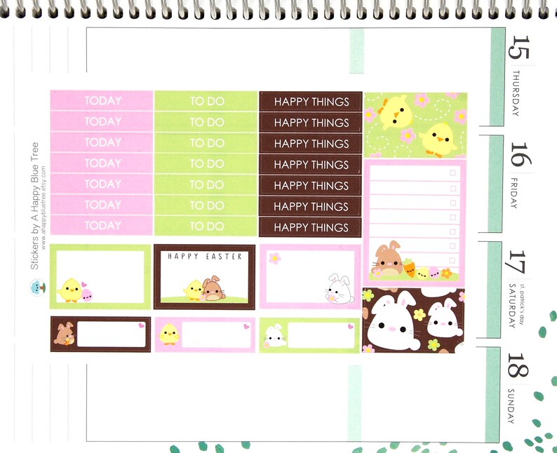 Happy EASTER Chicks Bunnies Sticker Set VERTICAL Erin Condren | Etsy