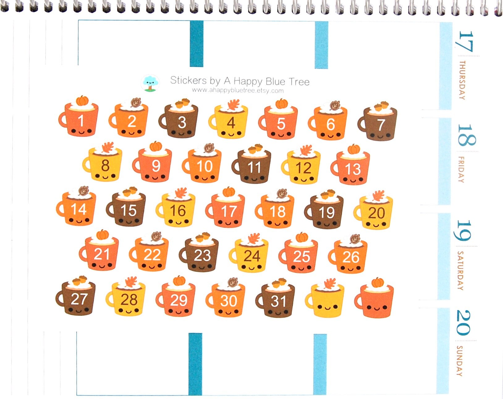 Happy Fall Pumpkin Spice Latte Date Dots Covers VERTICAL Erin Condren ...