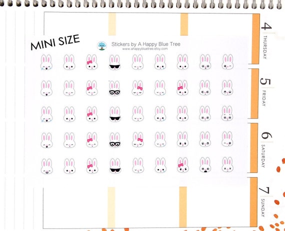 MINI Happy Rabbit Bunny Emotions Themed Stickers for Erin | Etsy