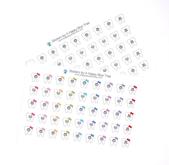 Happy Teeth Braces Reminder Stickers Erin Condren Life Planner | Etsy
