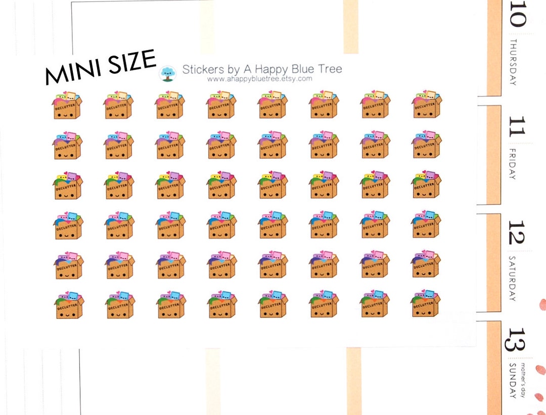 Mini Happy Declutter Reminder Tracker Cute Kawaii Planner Stickers Erin ...