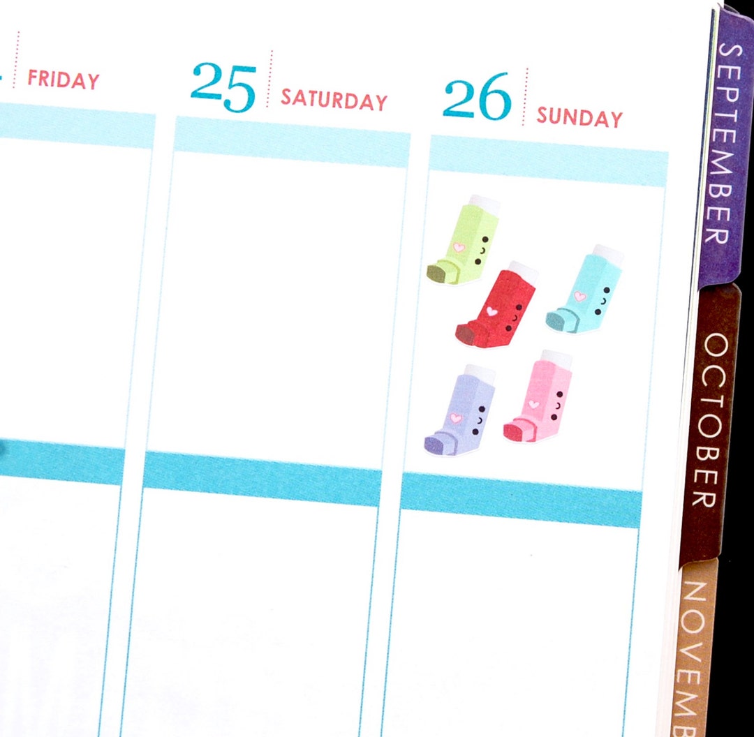 Happy Inhaler Puff Reminder Cute Kawaii Personal Planner Stickers Erin ...