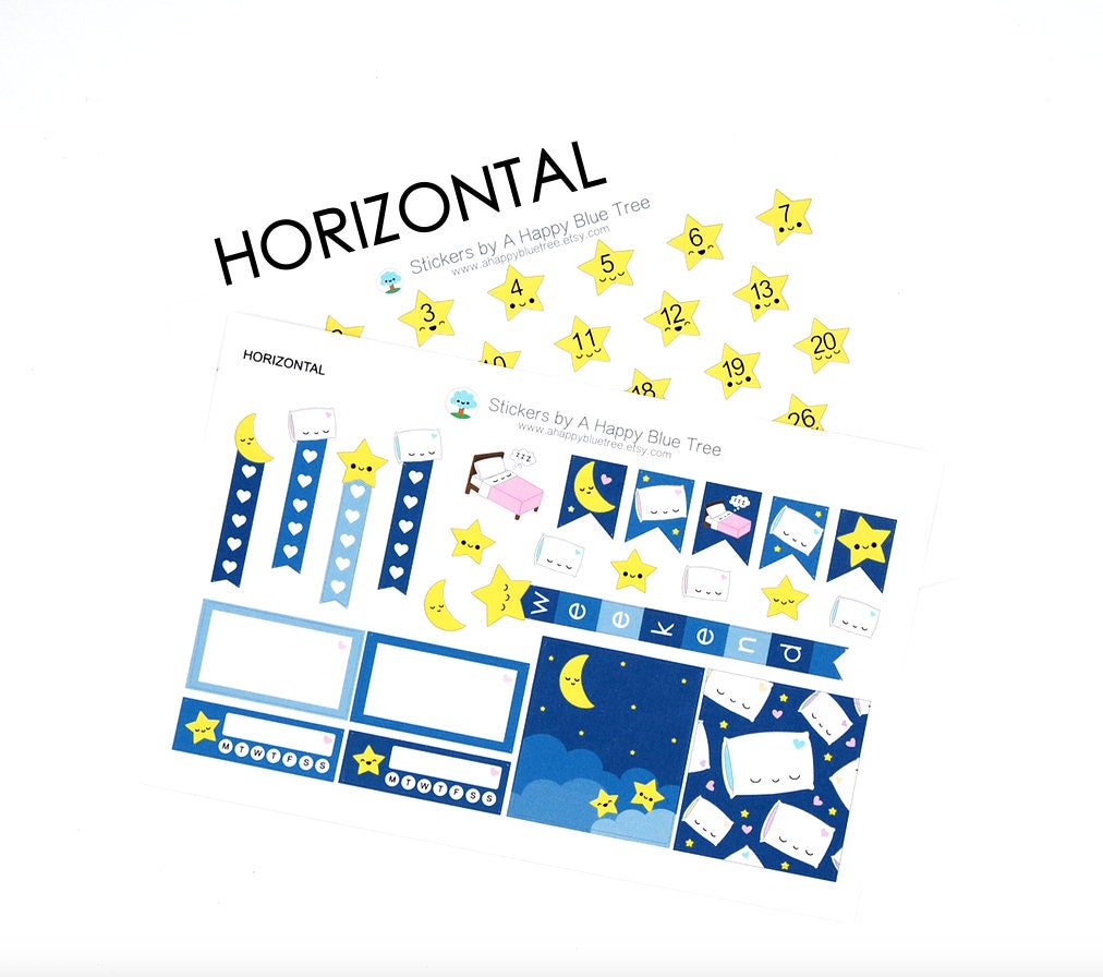 Happy Good Night Friends Sticker Set HORIZONTAL Erin Condren | Etsy