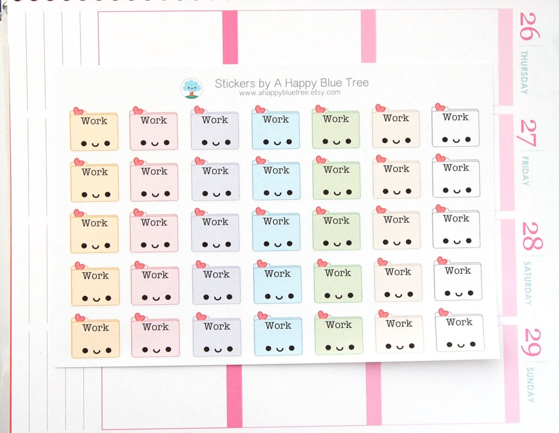 Happy Work Schedule Reminder Tracker Cute Kawaii Planner - Etsy