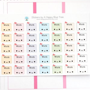 Happy Work Schedule Reminder Tracker Cute Kawaii Planner Stickers for ...