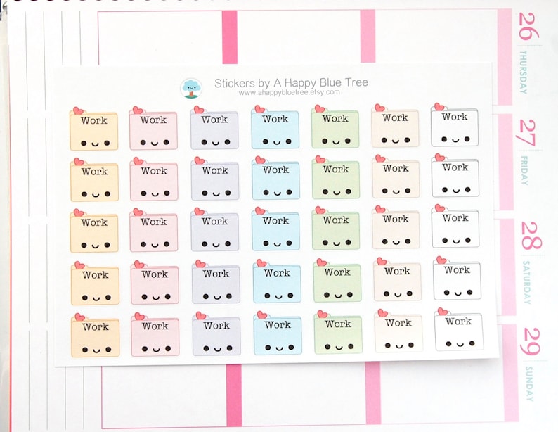 Happy Work Schedule Reminder Tracker Cute Kawaii Planner - Etsy