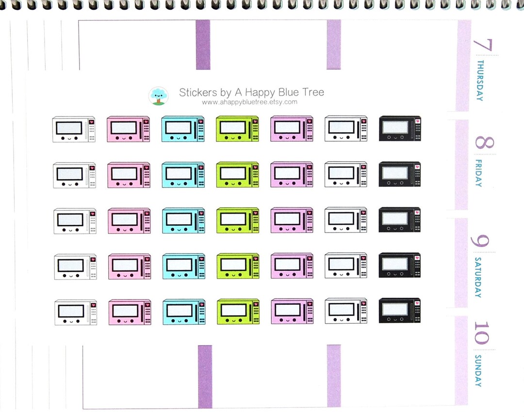 Happy Microwave Oven Tracker Reminder Cute Kawaii Planner Stickers Erin ...