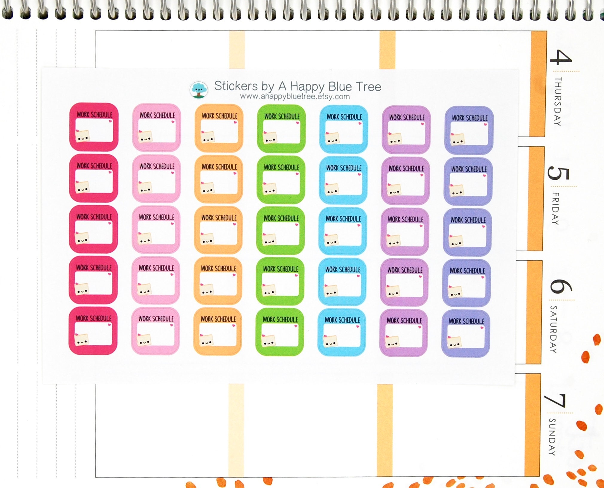 Happy Work Schedule Write in Work Schedule Reminder Tracker Cute Kawaii ...
