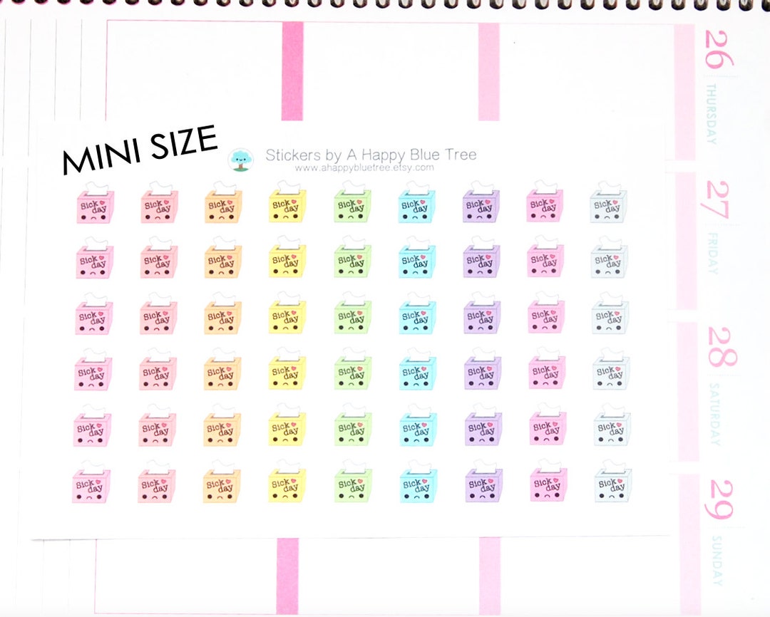 MINI Sad Sick Day Tissue Box Reminder Tracker Kawaii Planner Stickers ...