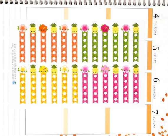 Happy Pineapple Fruit Flags Checklist Stickers Vertical Erin - Etsy
