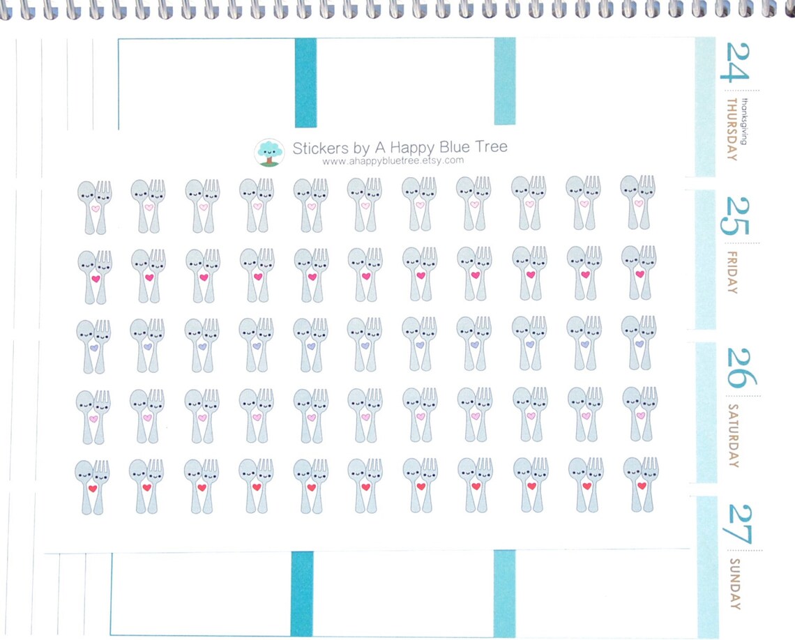 Happy Fork and Spoon Tracker Reminder Stickers Erin Condren - Etsy