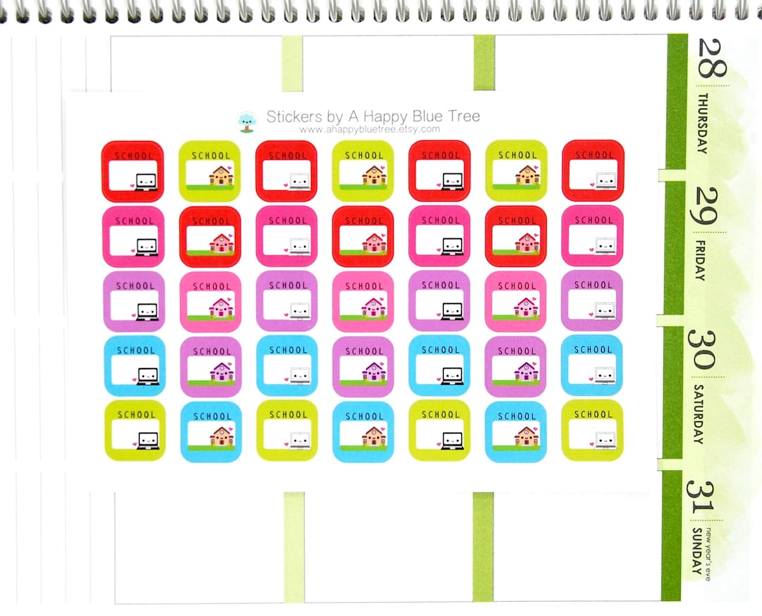 Happy Blended Learning Write-in SQUARE School Tracker Reminder Stickers ...