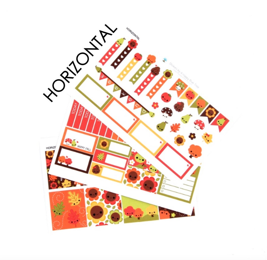 Happy Fall Harvest Sticker Set HORIZONTAL Erin Condren Life Planner ...