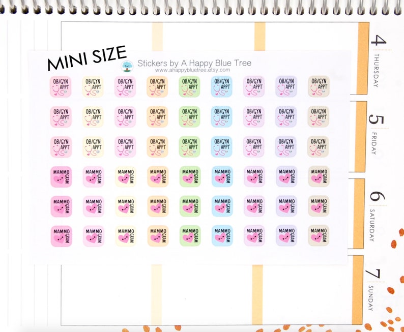 MINI Happy Mammogram Doctor Appointment Reminder Tracker Cute Kawaii ...
