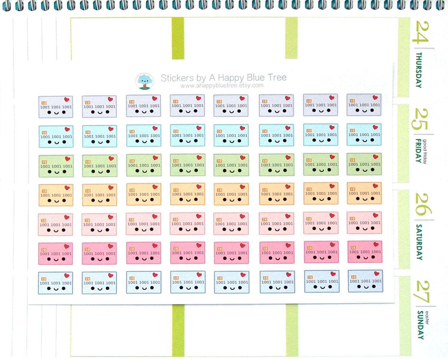 Happy Credit Card Monthly Reminder Tracker Cute Kawaii Planner Stickers ...