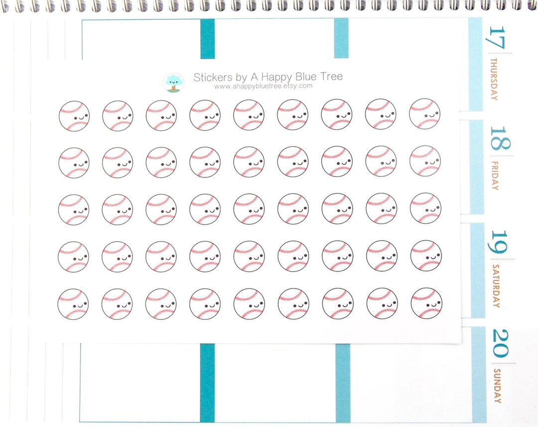 Happy Baseball Game Practice Reminder Kawaii Stickers Erin Condren ...