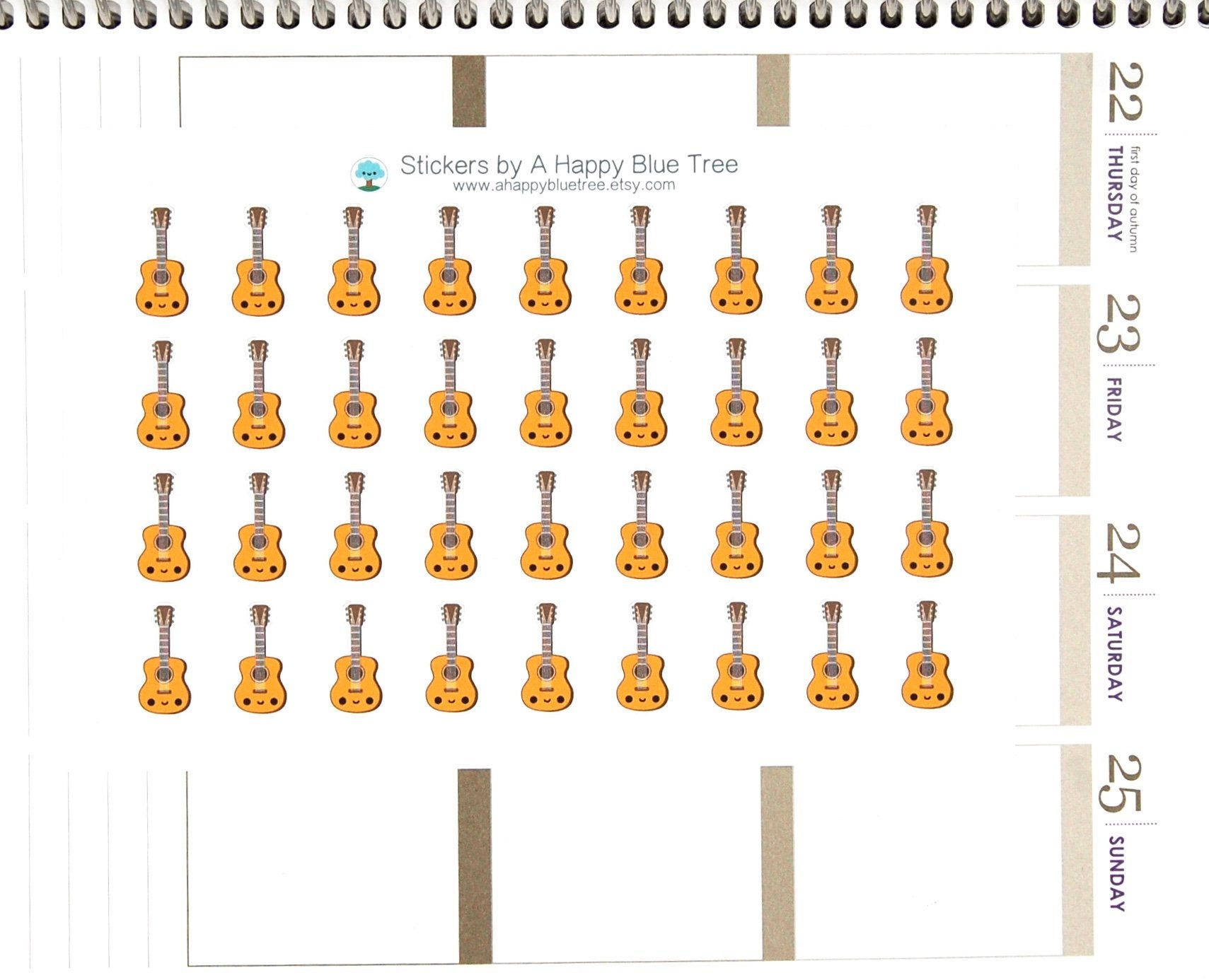 Happy Guitar Band Music Tracker Reminder Kawaii Stickers Erin Condren ...