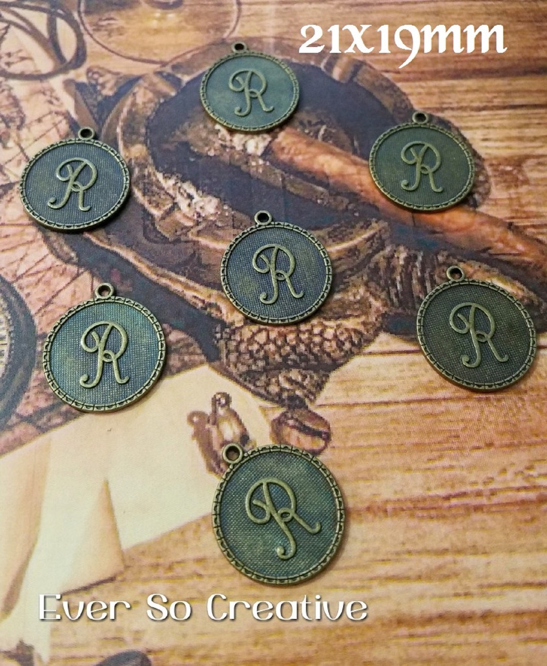 ESC-LWCBR: Antique Brass Letter R Coin Charm/pendant 5pcs - Etsy