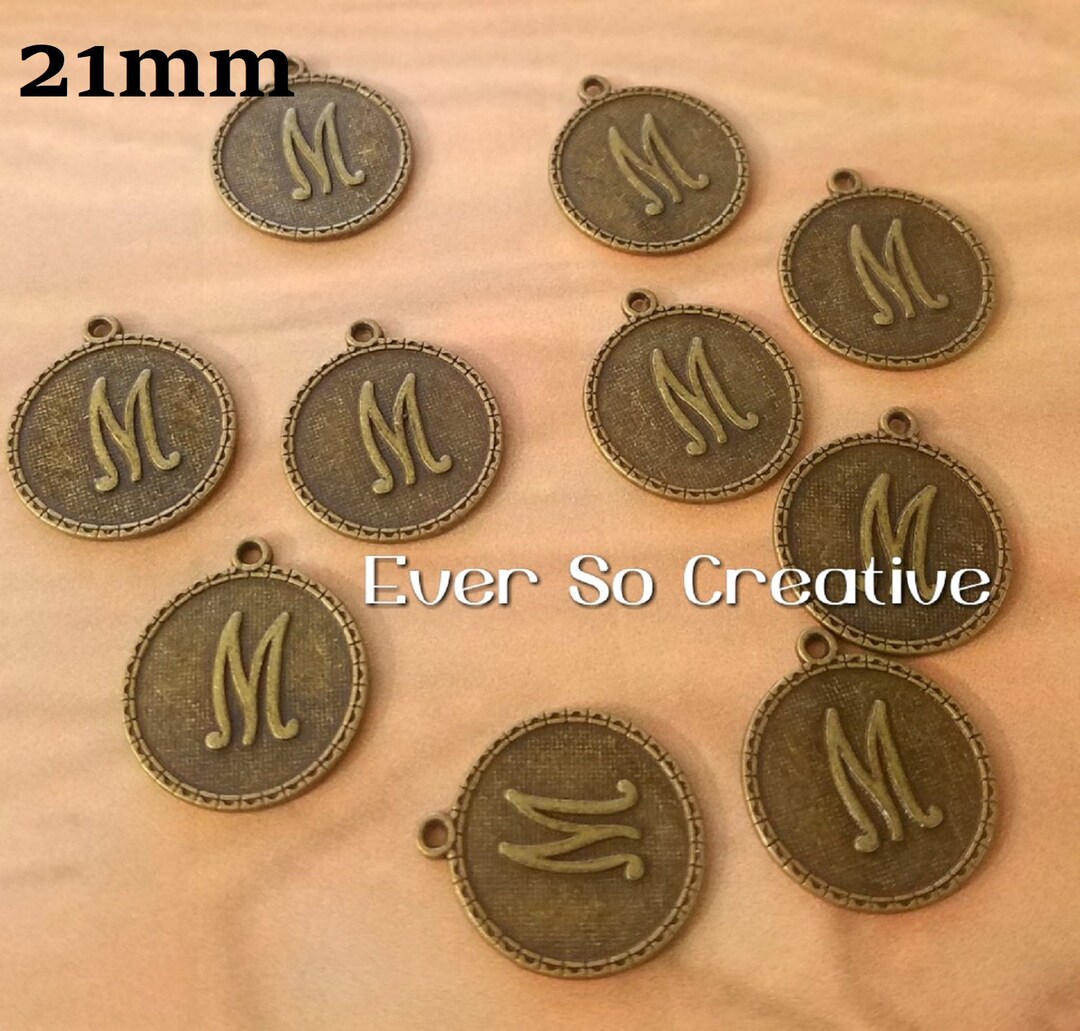 ESC-LWCBM: Antique Brass Letter M Coin Charm/pendant 5pcs - Etsy