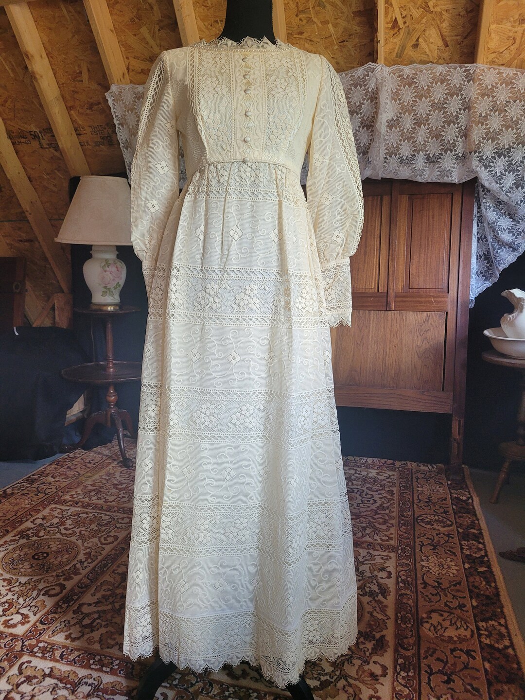 Emma Domb Design Antique Ivory Wedding Gown c.1971 C-9 - Etsy