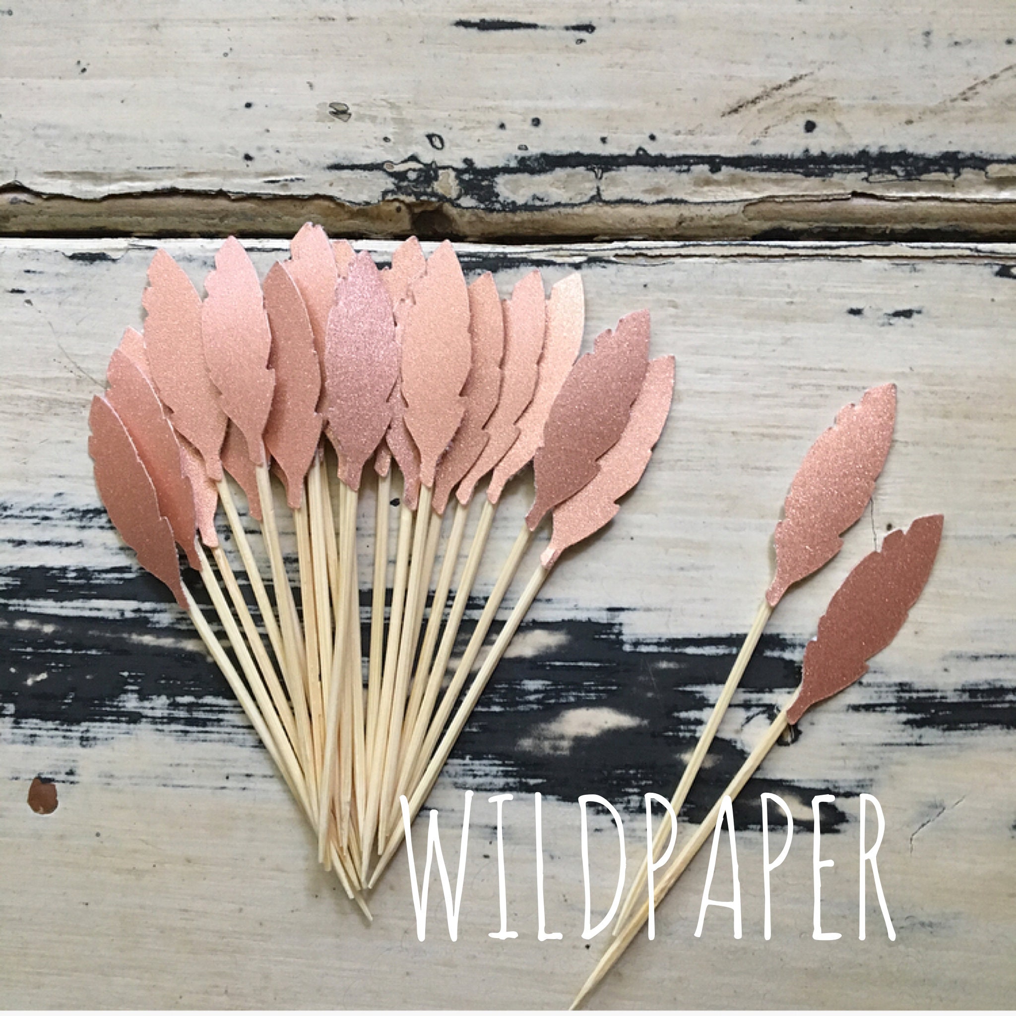 24 X Glitter Feather Cupcake Toppers - Etsy