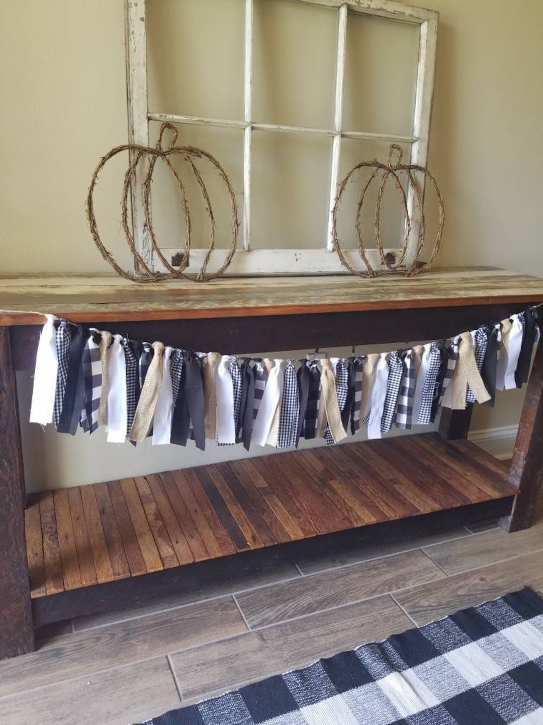 Buffalo Plaid Fabric Garland, Rustic Farmhouse Banner - Etsy