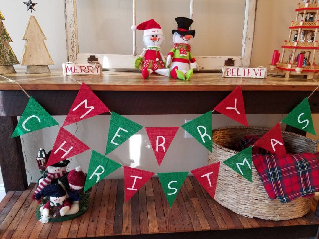 Merry Christmas Banner, Burlap Banner, Christmas Decor, Christmas ...