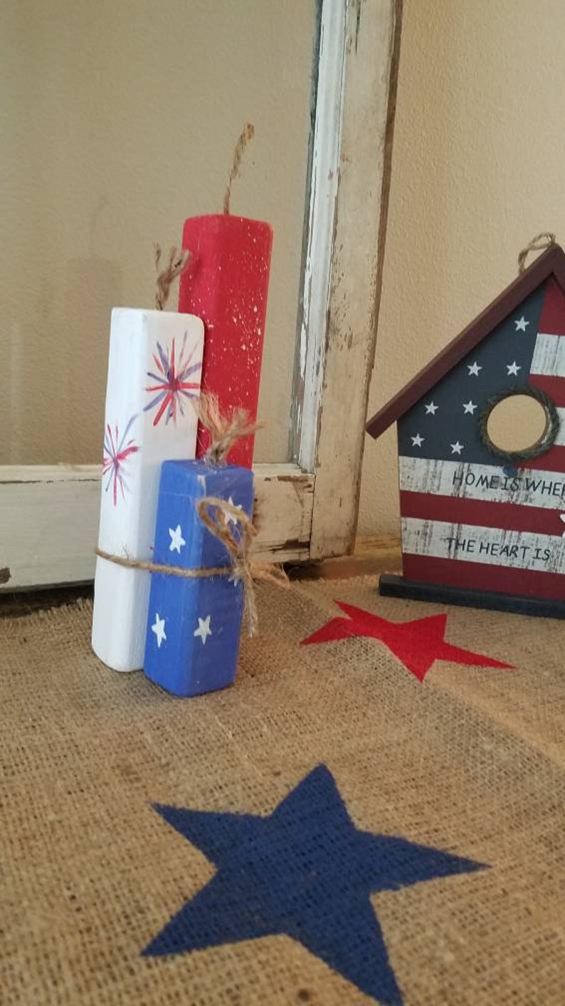 Wood Fireworks 4th of July Wood Red White and Blue - Etsy