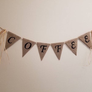 Coffee Banner, Mini Banner, Coffee Bar, Burlap Banner, Kitchen Decor ...