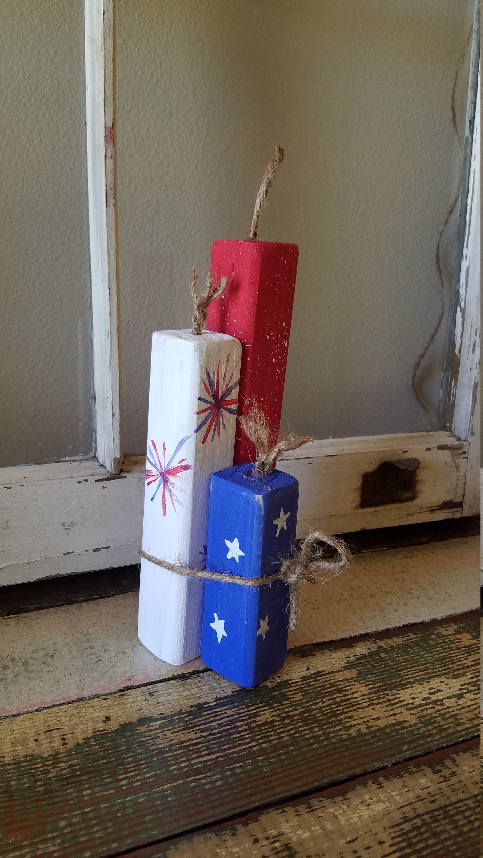 Wood Fireworks 4th of July Wood Red White and Blue - Etsy