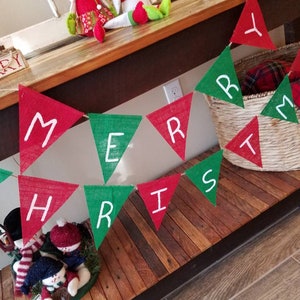 Merry Christmas Banner, Burlap Banner, Christmas Decor, Christmas ...