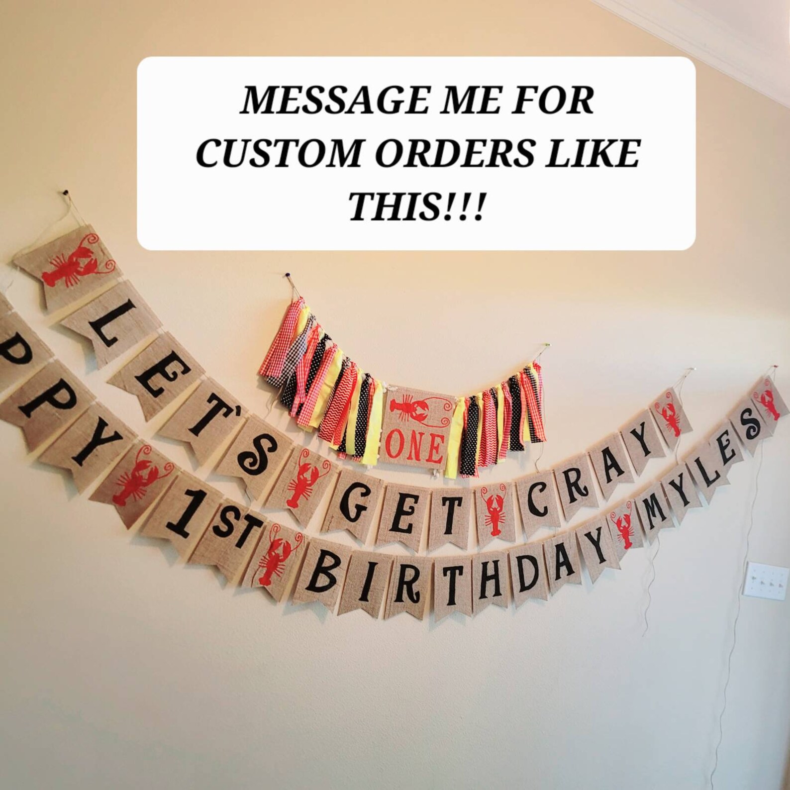 Crawfish, Crawfish Boil, Crawfish Birthday, Crawfish Banner, Burlap ...