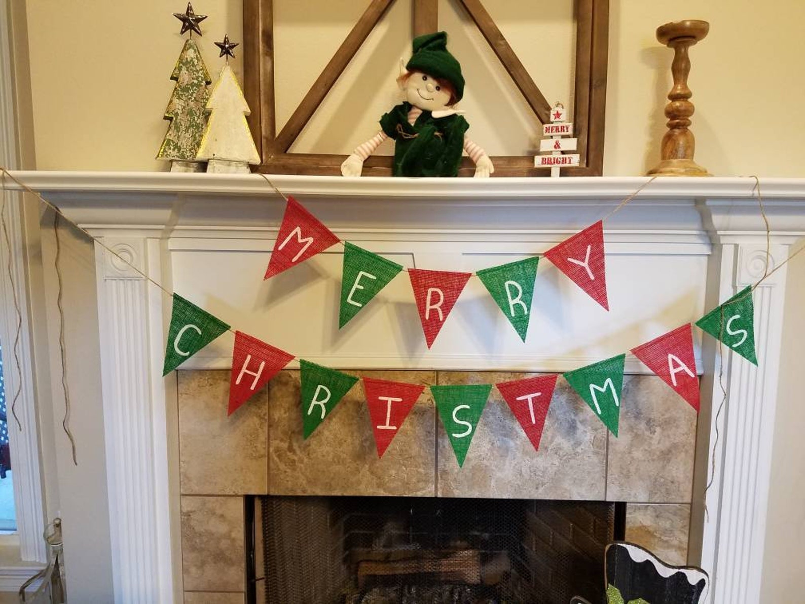 Merry Christmas Banner Burlap Banner Christmas Decor - Etsy