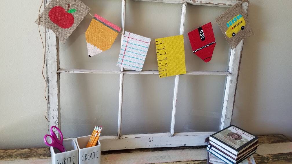 Back to School Burlap Banner Teacher School Days School | Etsy
