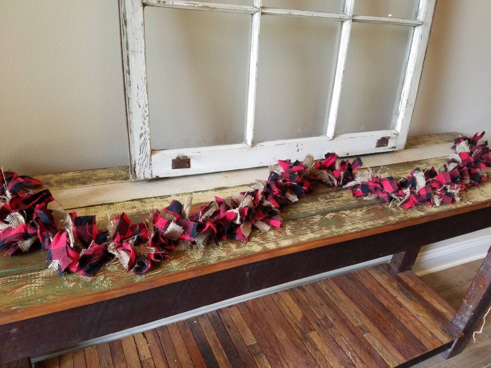 Buffalo Plaid Garland Scrap Fabric Garland Rustic Christmas - Etsy