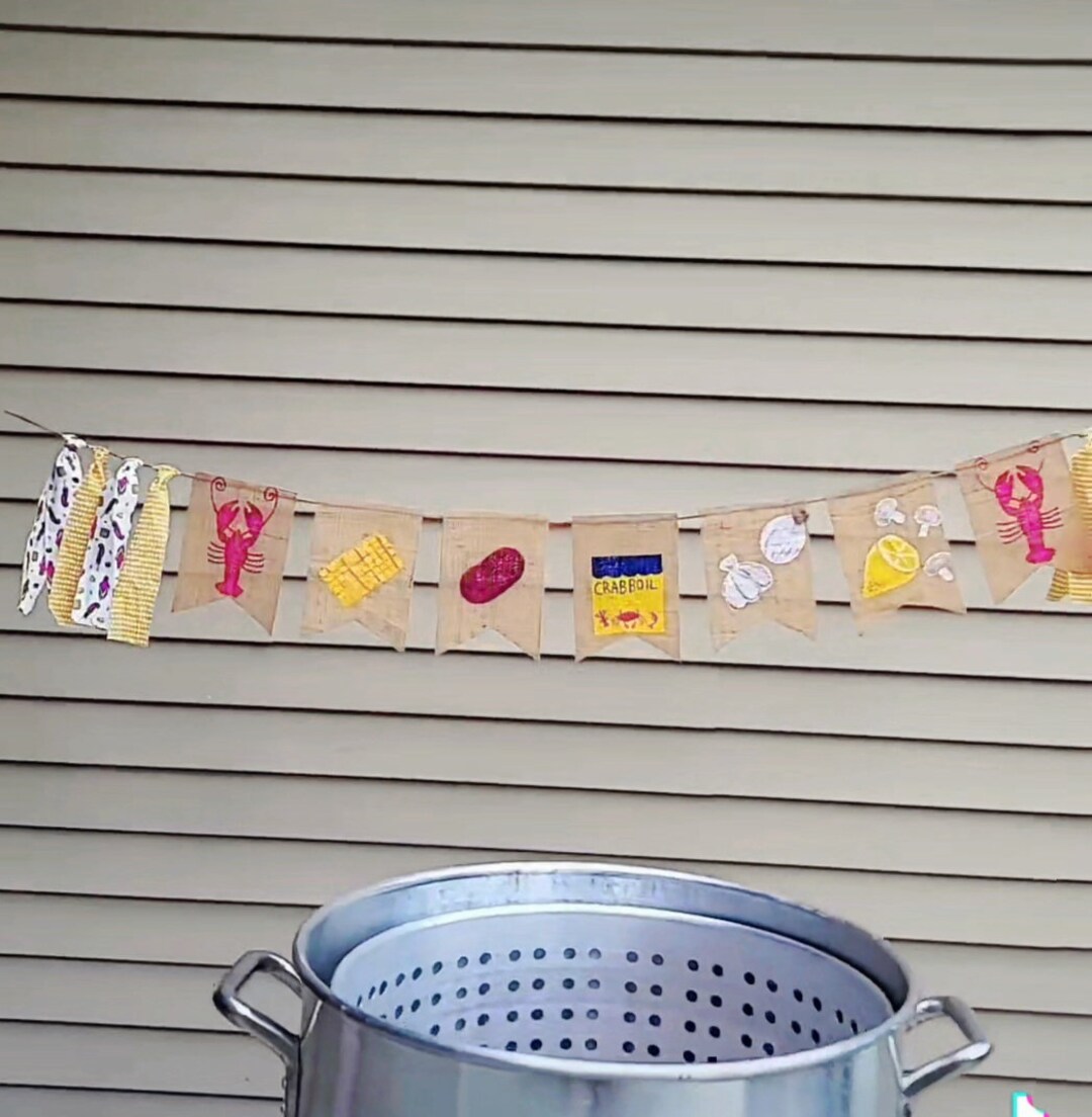 Crawfish, Crawfish Boil, Crawfish Birthday, Crawfish Banner, Burlap ...
